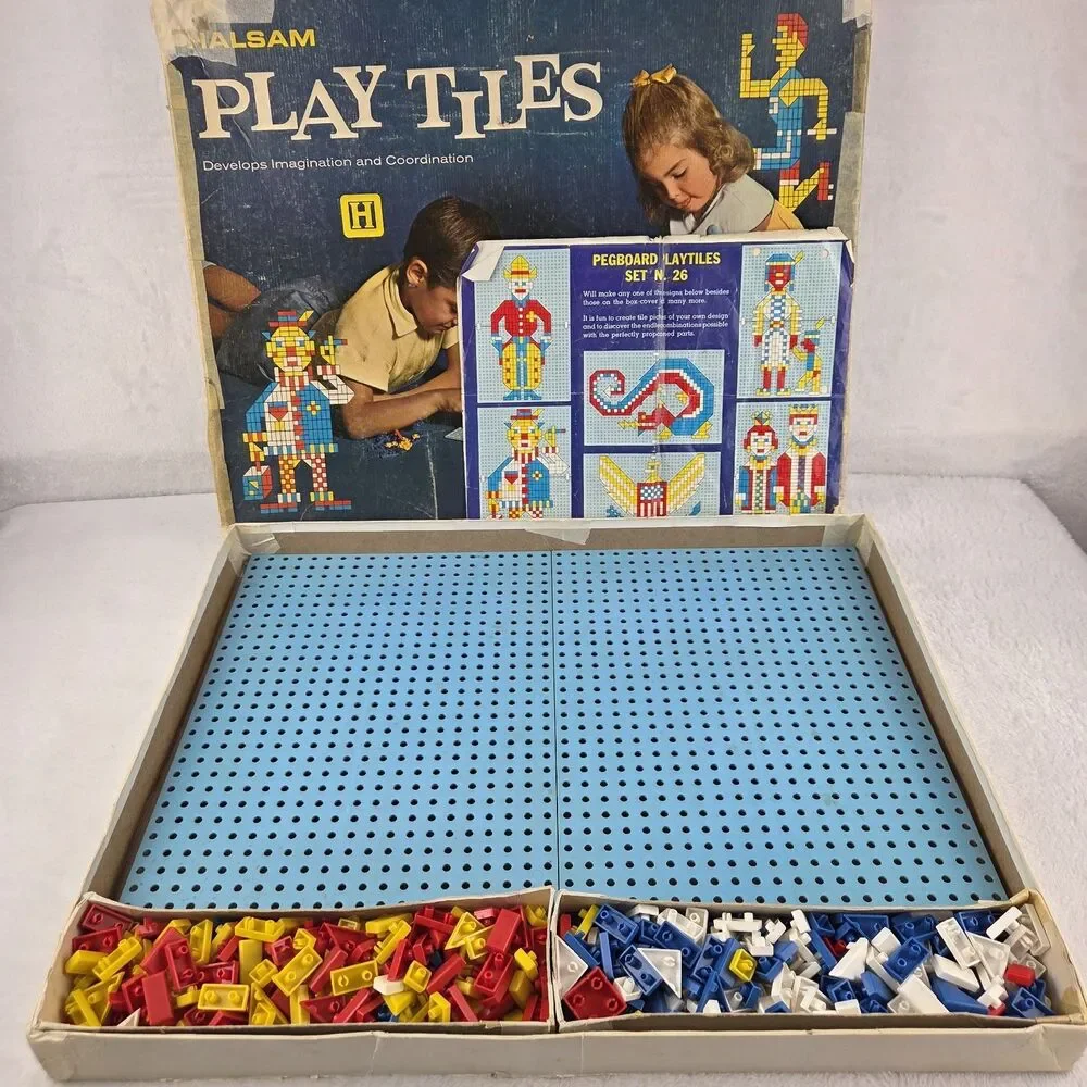 Playskool | Toys | Vintage Halsam Play Tiles Mosaic Set Pegboards ...